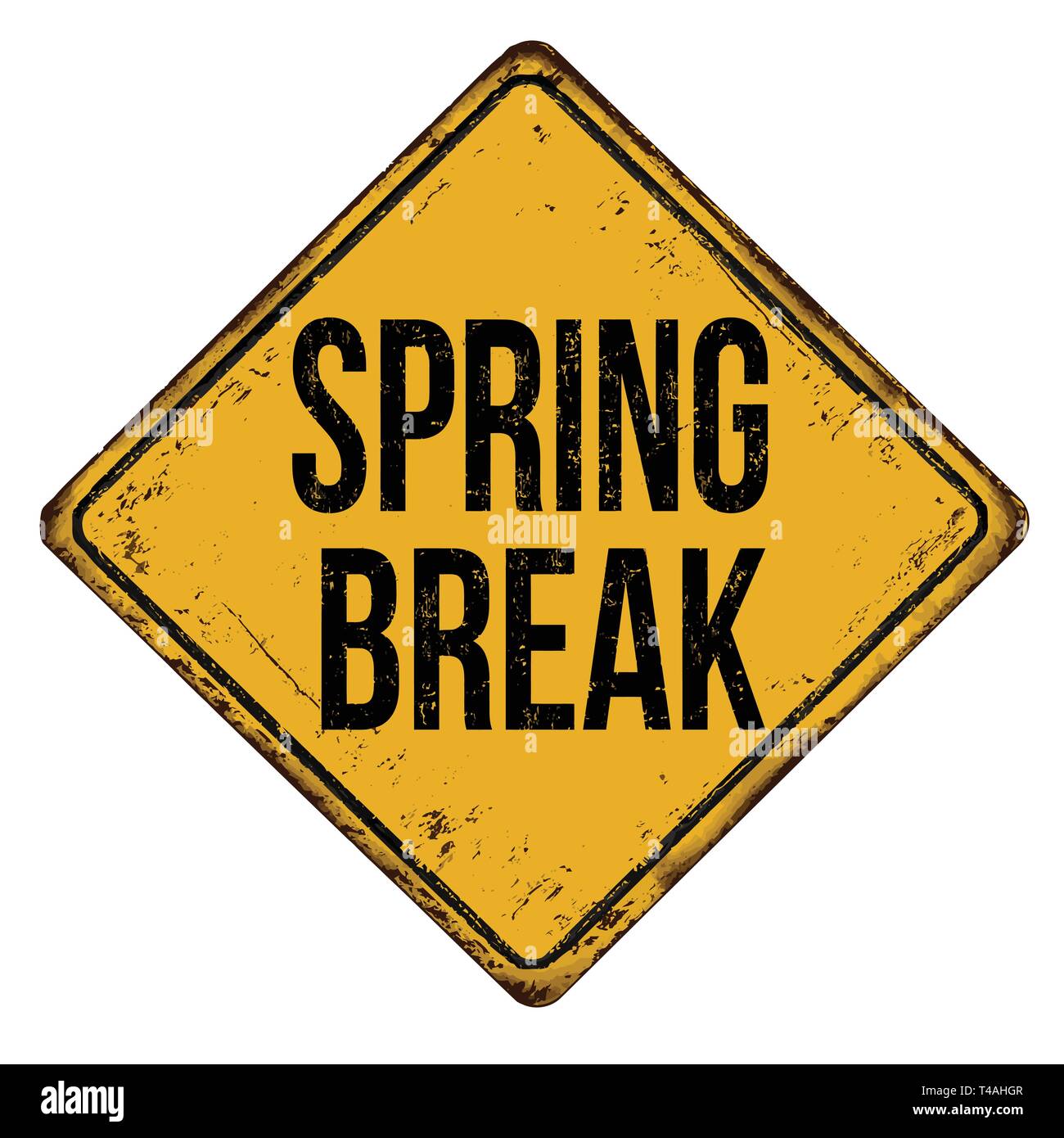 Spring break vintage rusty metal sign on a white background, vector ...