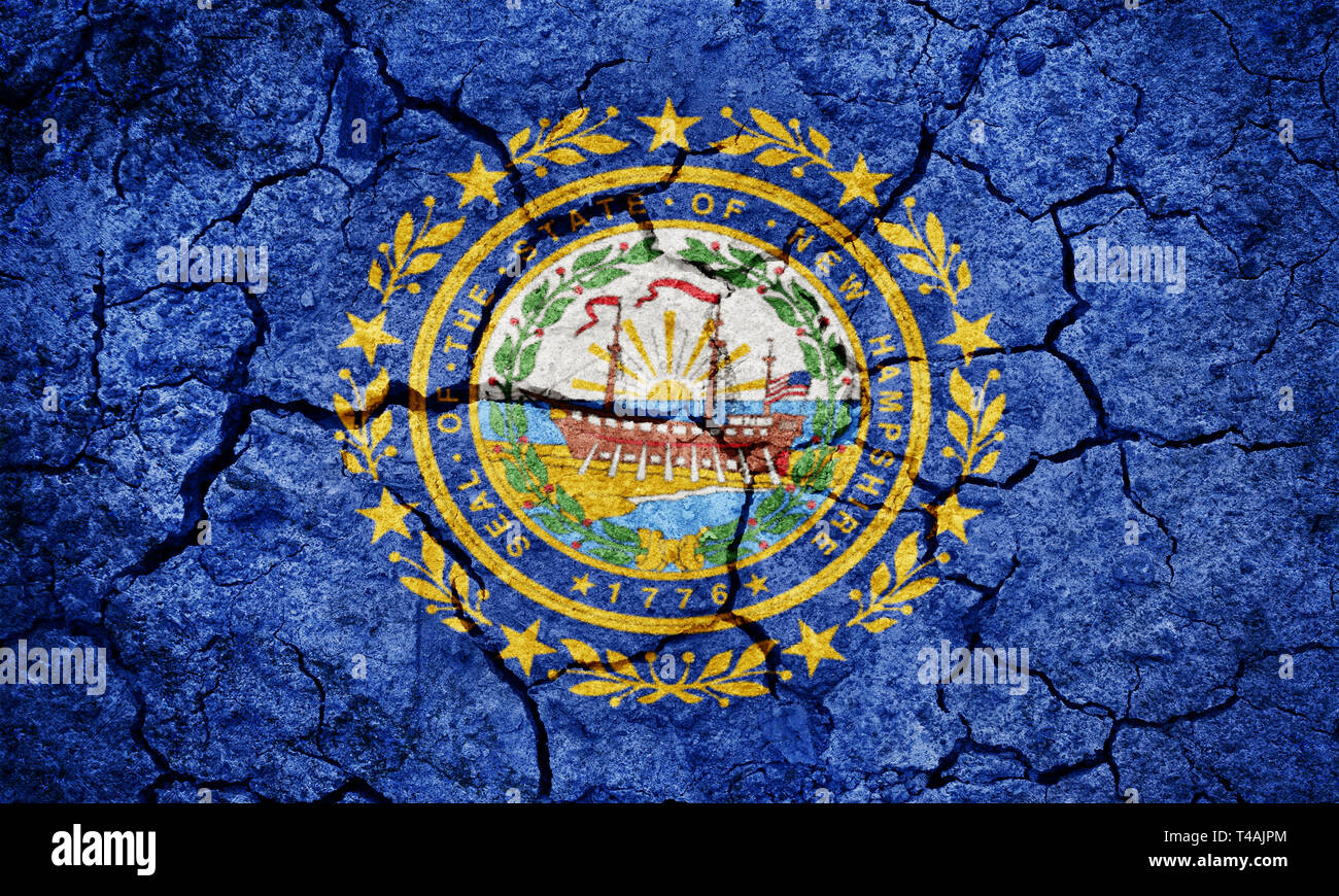 Flag of the state of New Hampshire on dry earth ground texture ...