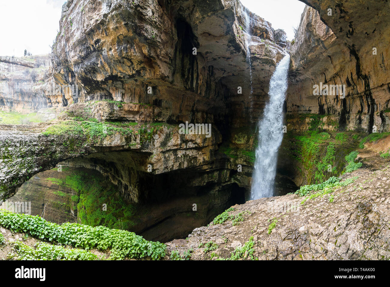Baatara gorge waterfall and the natural bridge, Tannourine, Lebanon ...