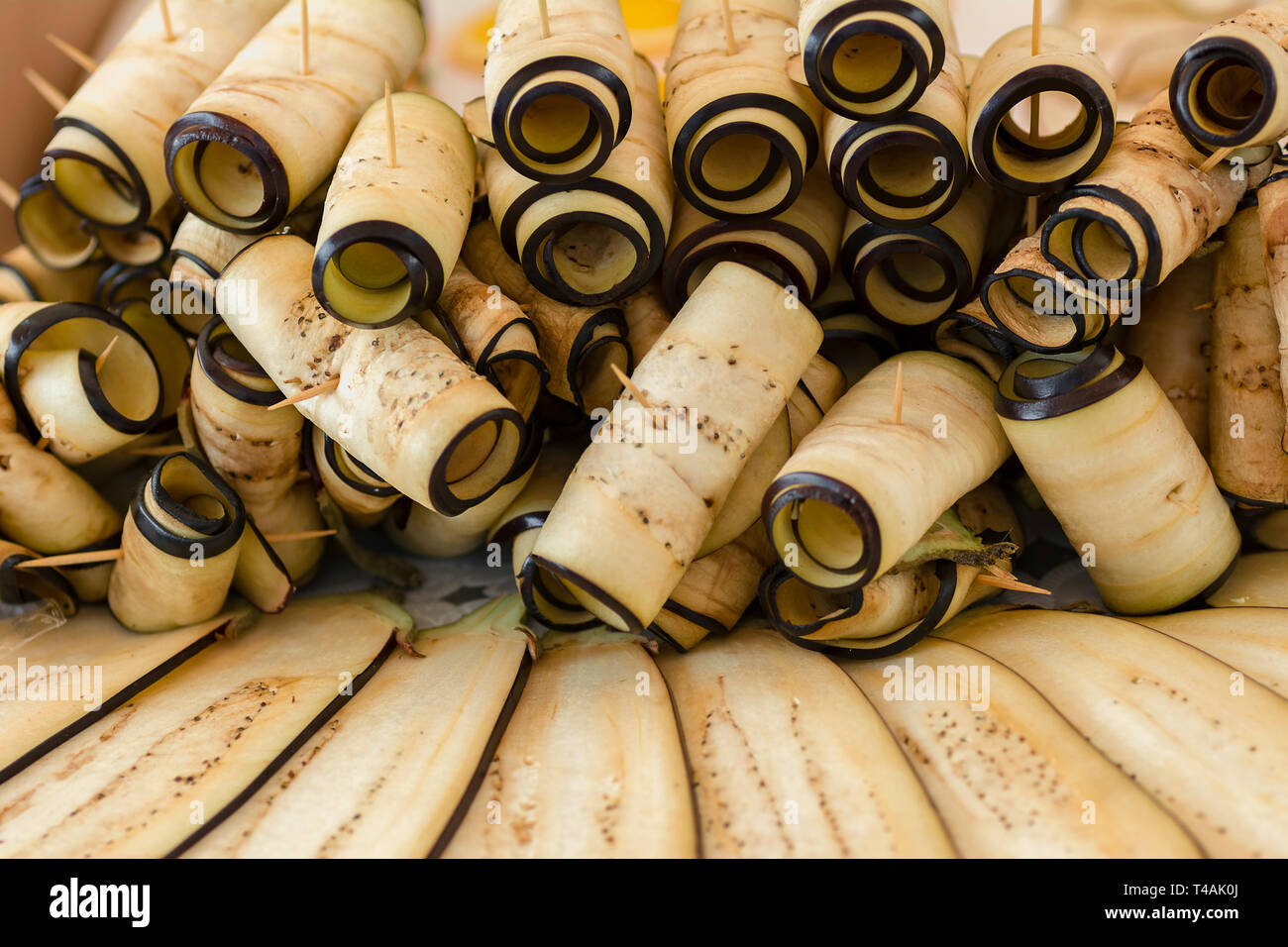 eggplant sliced by circles Fresh healthy cutted vegetables Stock Photo ...