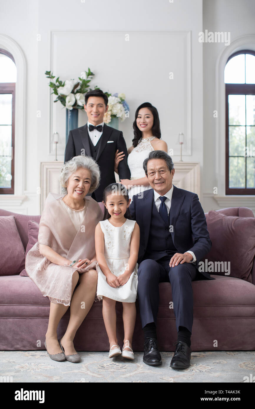 Portrait of happy noble family Stock Photo - Alamy