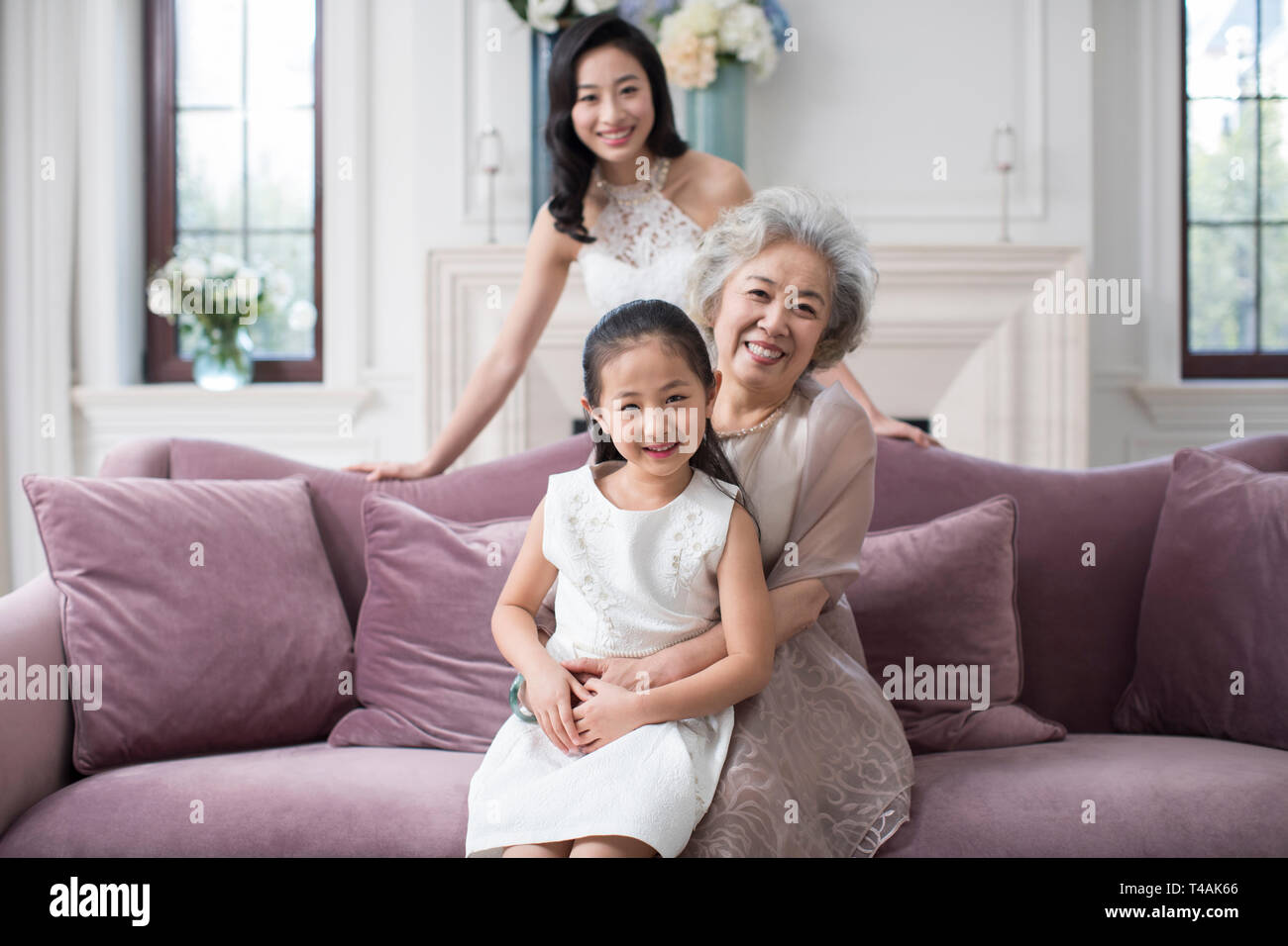 Portrait of happy noble family Stock Photo - Alamy
