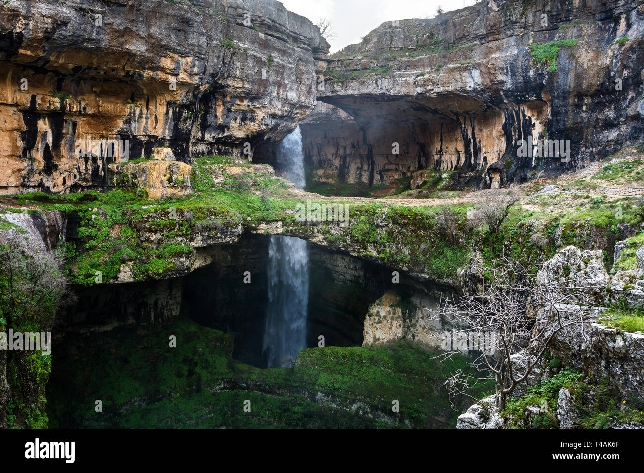 Baatara gorge waterfall and the three natural bridges, Tannourine ...