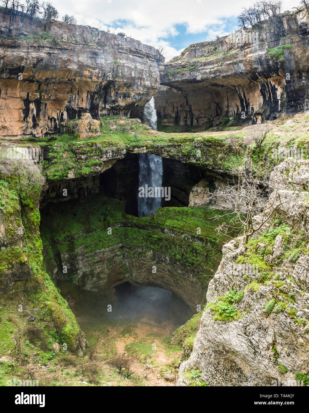 Baatara gorge waterfall and the three natural bridges, Tannourine ...