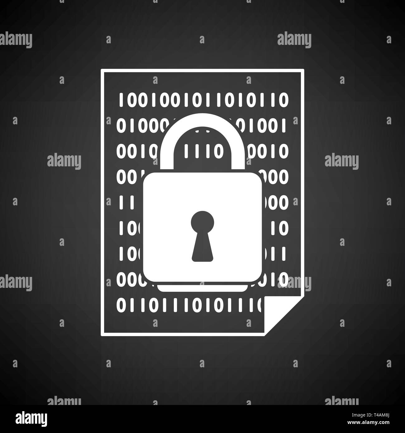 Data Security Icon. White on Black Background Design. Vector ...