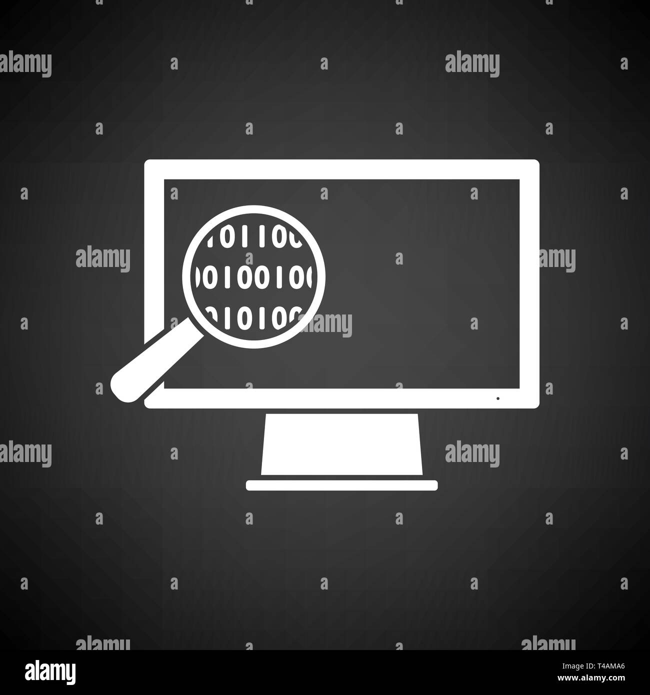 Data Analysing Icon. White on Black Background Design. Vector ...