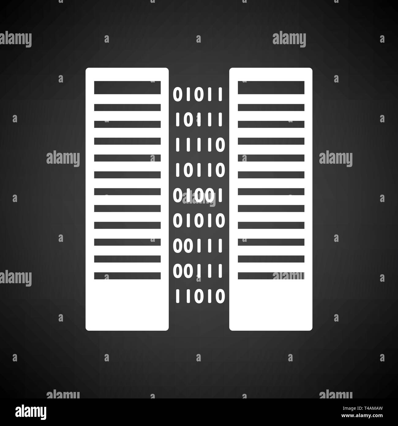 Server Icon. White on Black Background Design. Vector Illustration ...