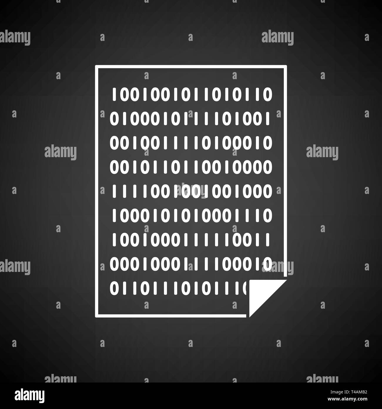 Sheet With Binary Code Icon. White on Black Background Design. Vector ...