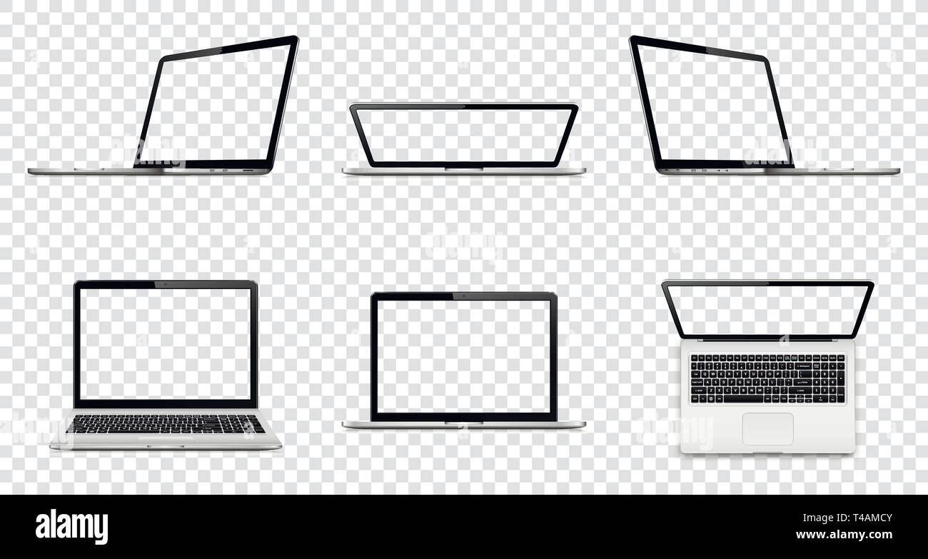 Laptop with transparent screen isolated on transparent background ...