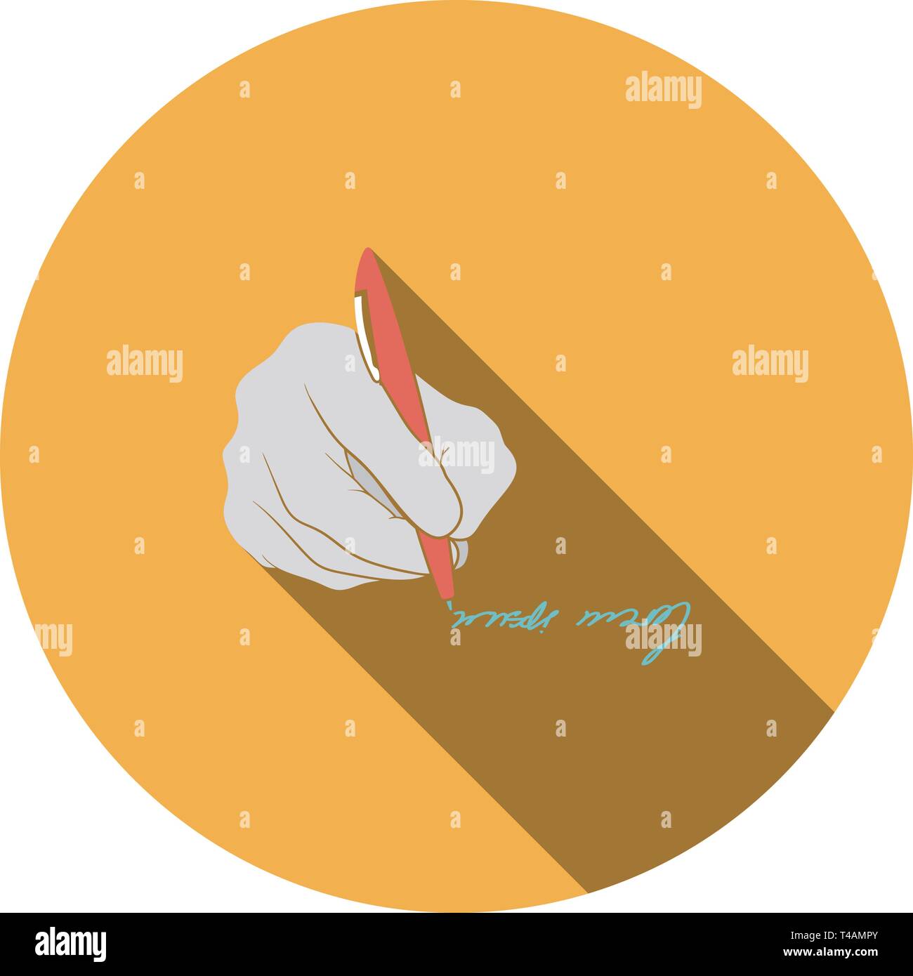 Signing hand icon. Flat Design Circle With Long Shadow. Vector ...