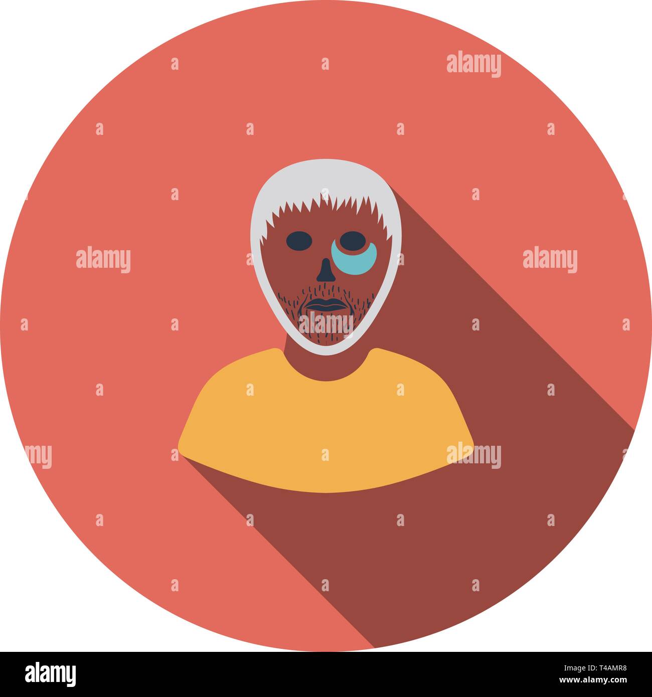 Criminal man icon. Flat Design Circle With Long Shadow. Vector ...