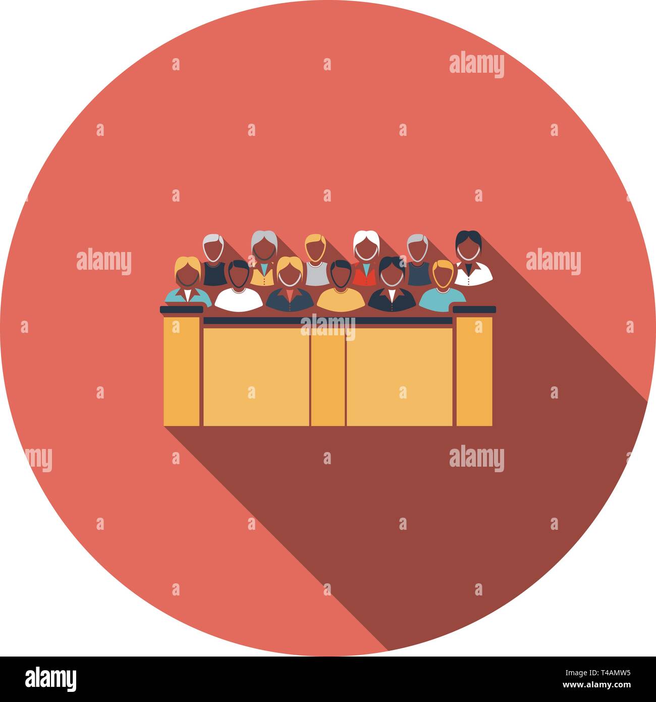 Jury icon. Flat Design Circle With Long Shadow. Vector Illustration ...