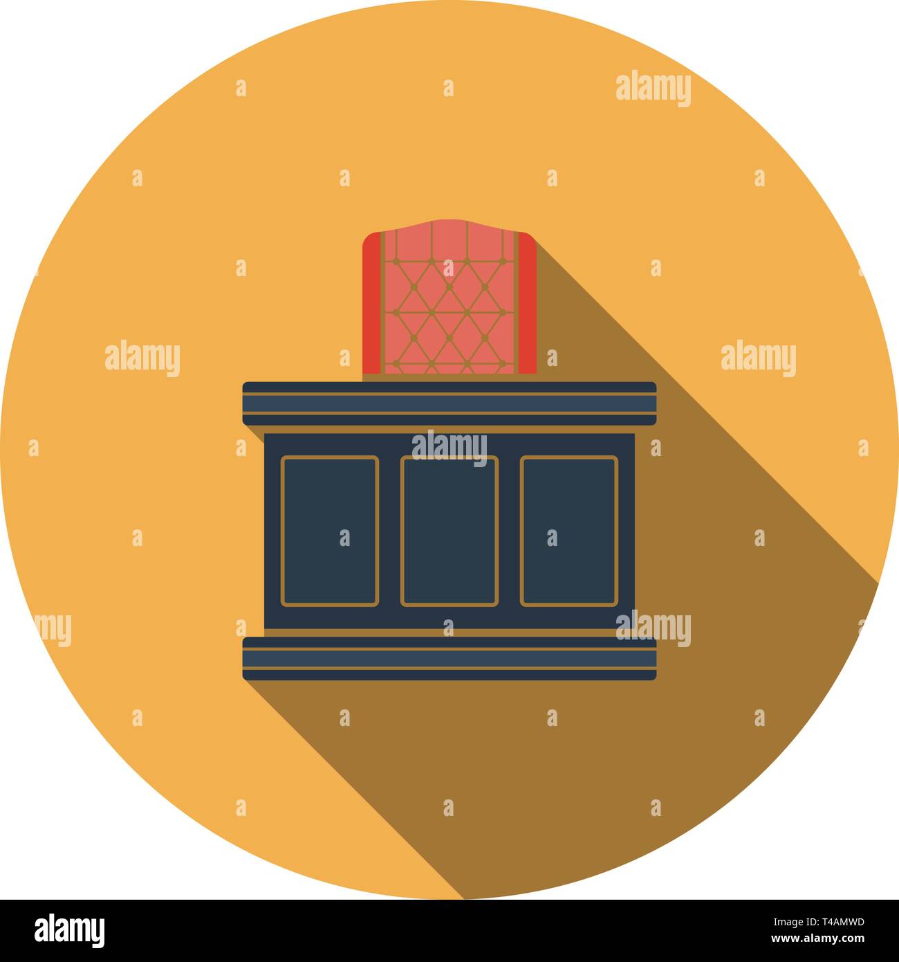 Judge table icon. Flat Design Circle With Long Shadow. Vector ...