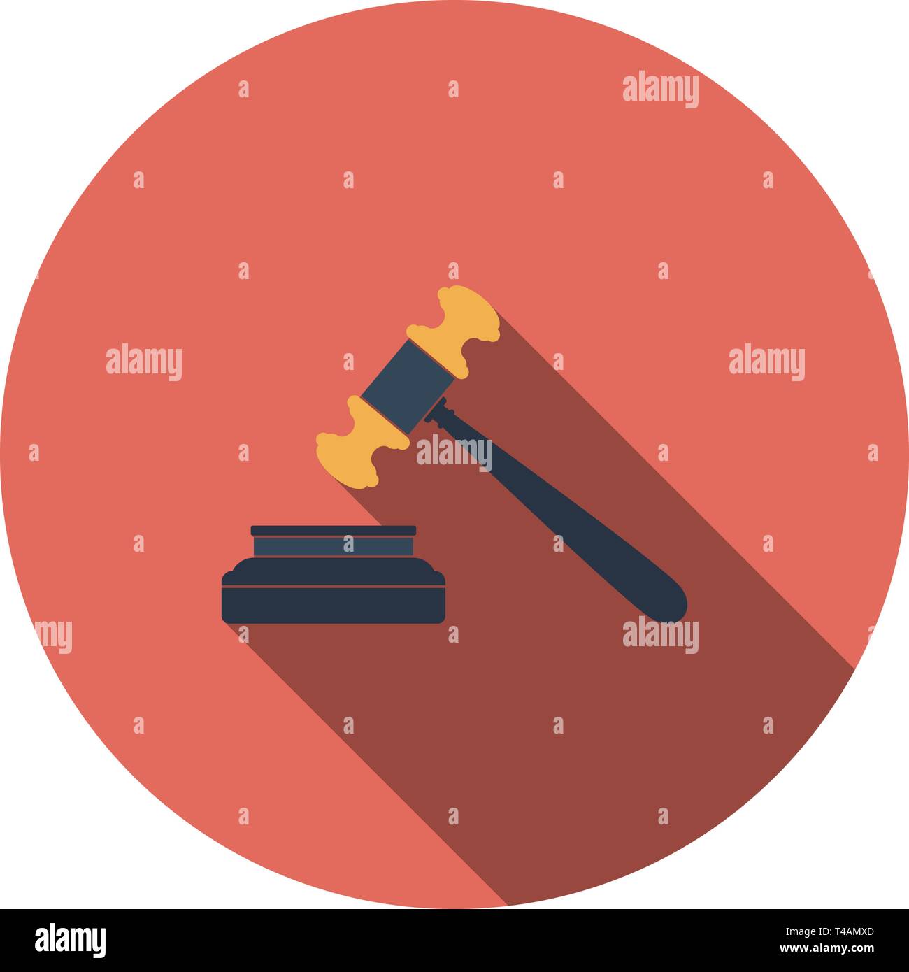 Judge hammer icon. Flat Design Circle With Long Shadow. Vector ...