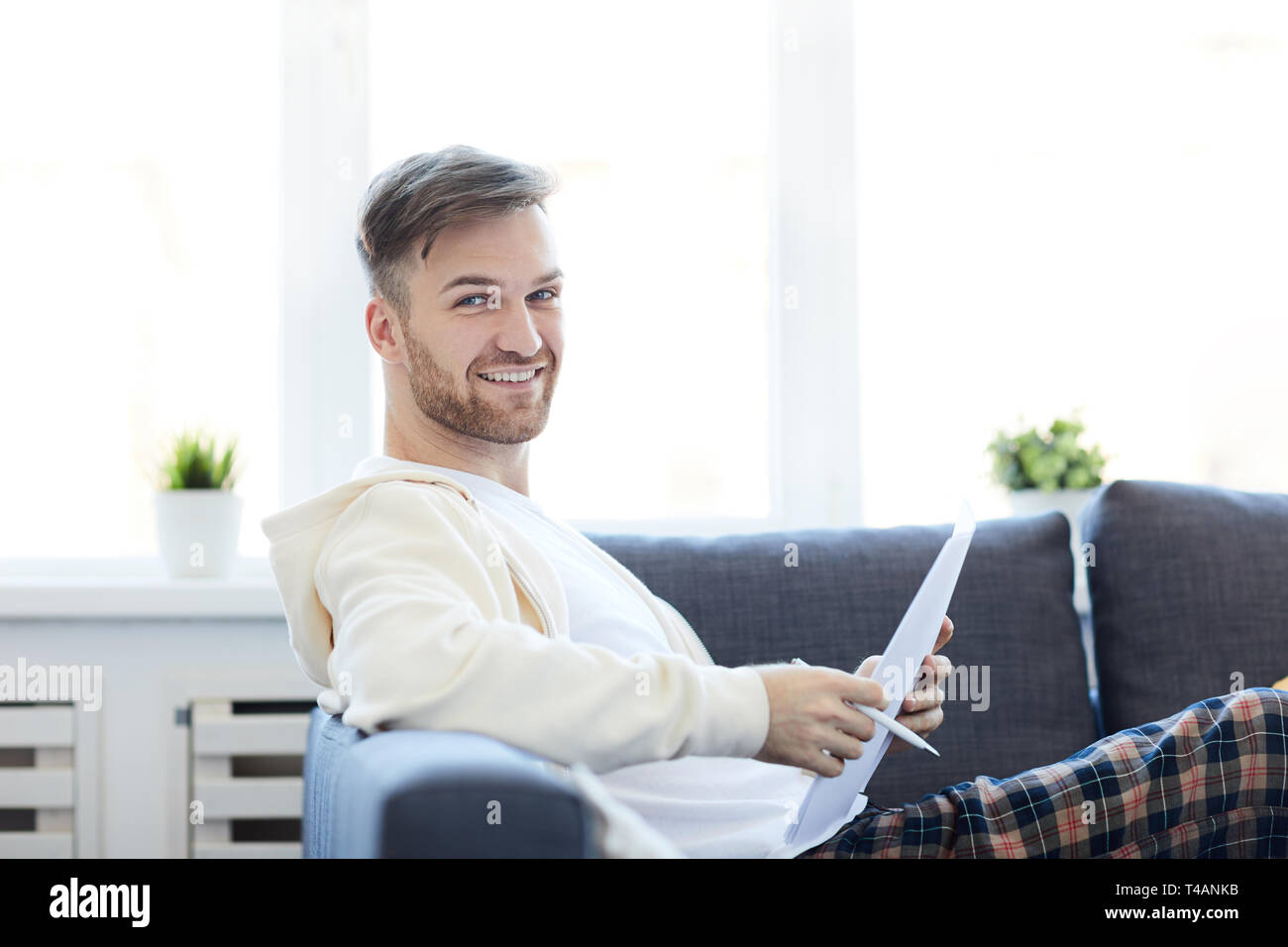 Handsome Man at Home Stock Photo - Alamy