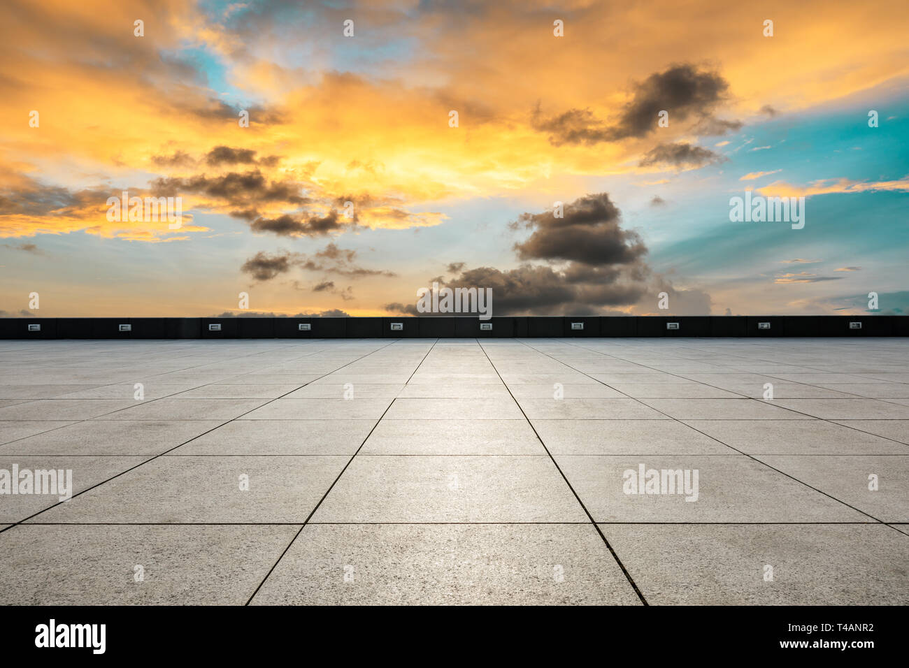 Empty square floor and beautiful sky clouds at sunset Stock Photo - Alamy