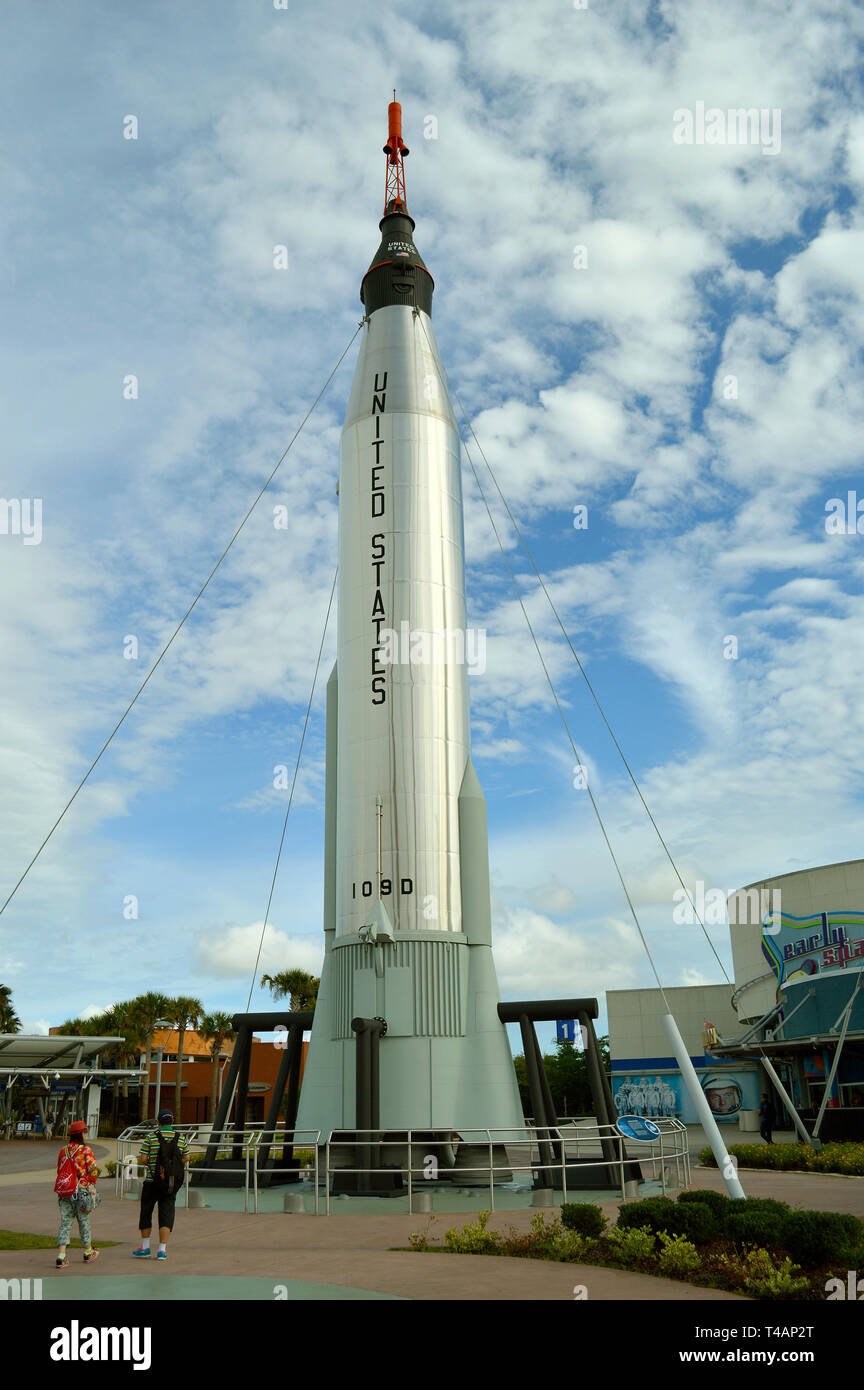 Apollo rocket on display in the rocket garden at Kennedy Space Centre ...