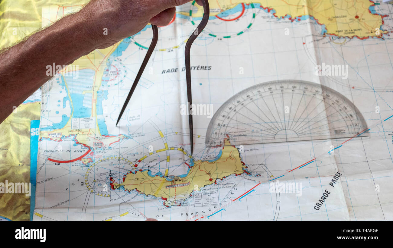 Compass navigation, take up your position and take your route on a ...