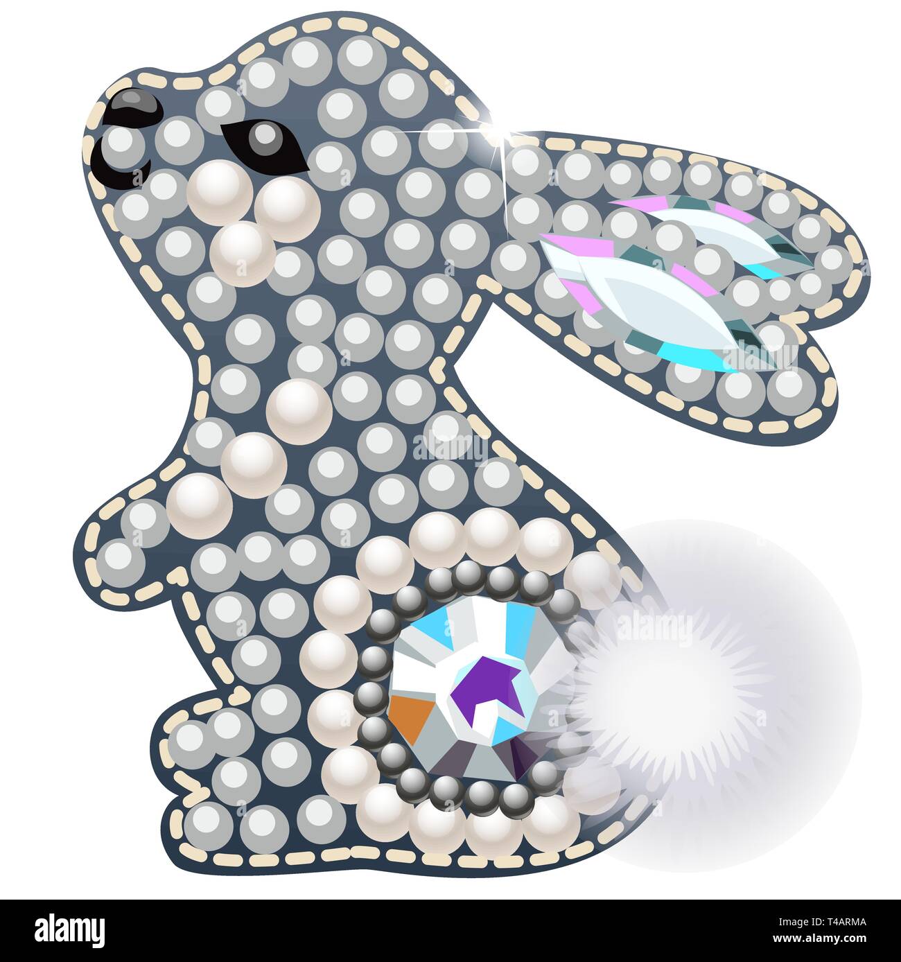 Rabbit figurine made of precious stones in the form of a brooch ...