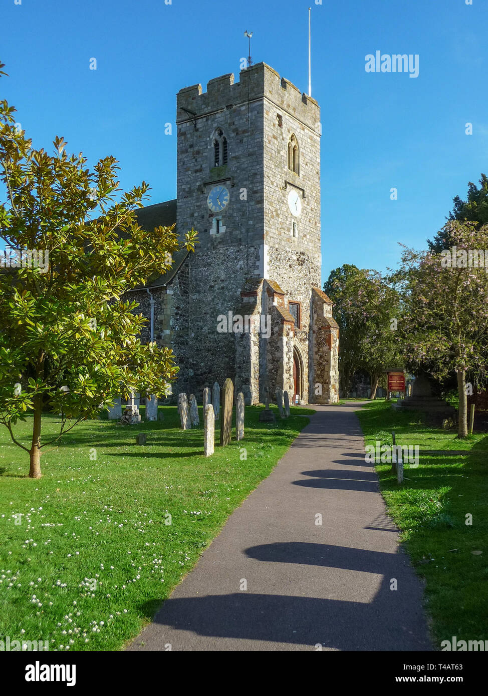 St Peter`s Church, Old Woking. The exterior of the parish church of St ...