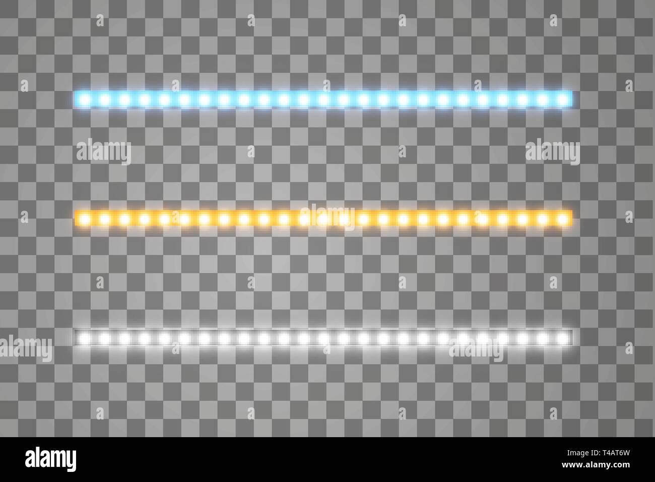 Shining led vector stripes, neon illumination on transparent background ...