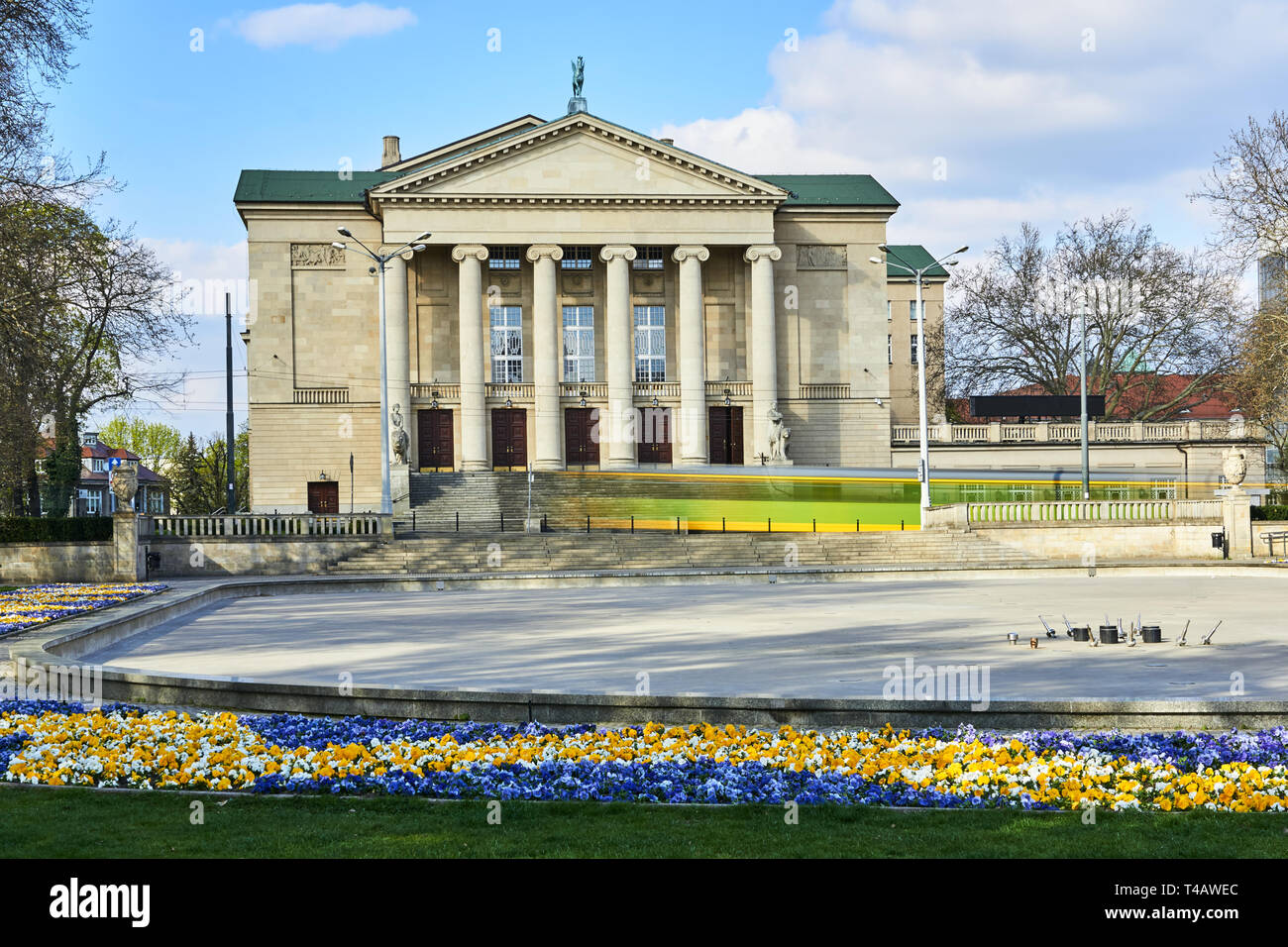classicist facade of an Opera building in the city of Poznan Stock ...