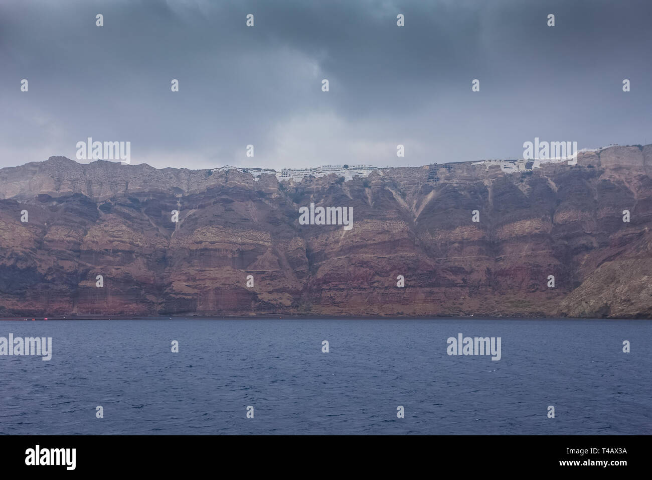 Panorama of the colorful rocks of the caldera in the island of ...