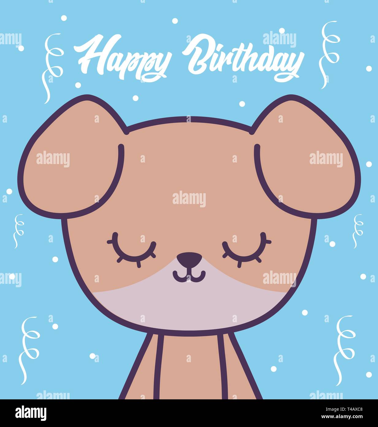 happy birthday card with cute dog vector illustration design Stock ...
