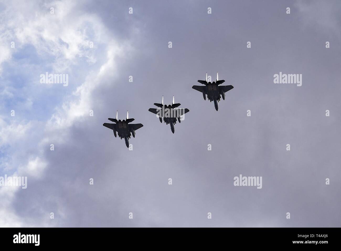 Three Republic of Singapore Air Force F-15E Strike Eagle fighter jets ...