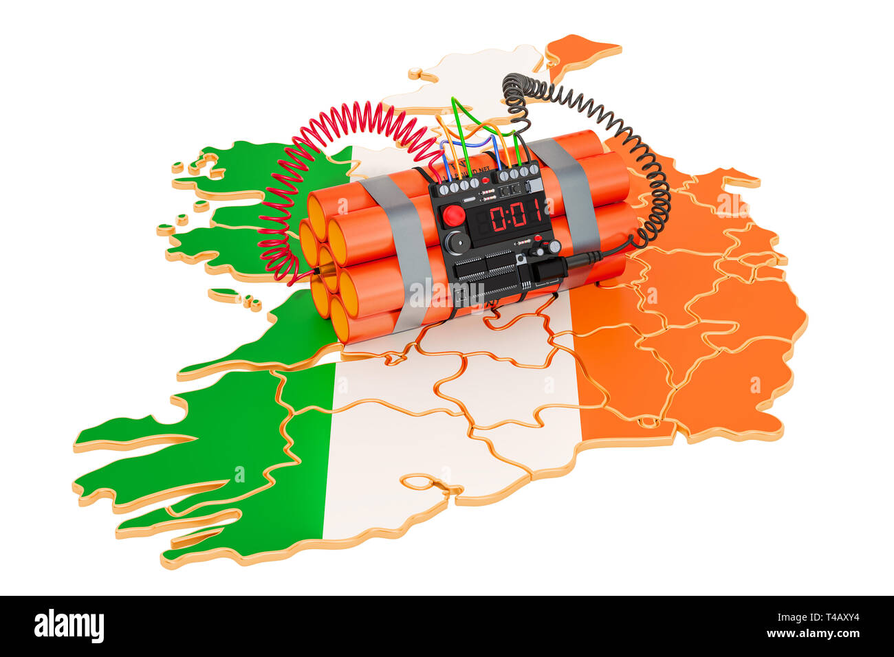 Terrorist Attacks in Ireland concept. 3D rendering isolated on white ...