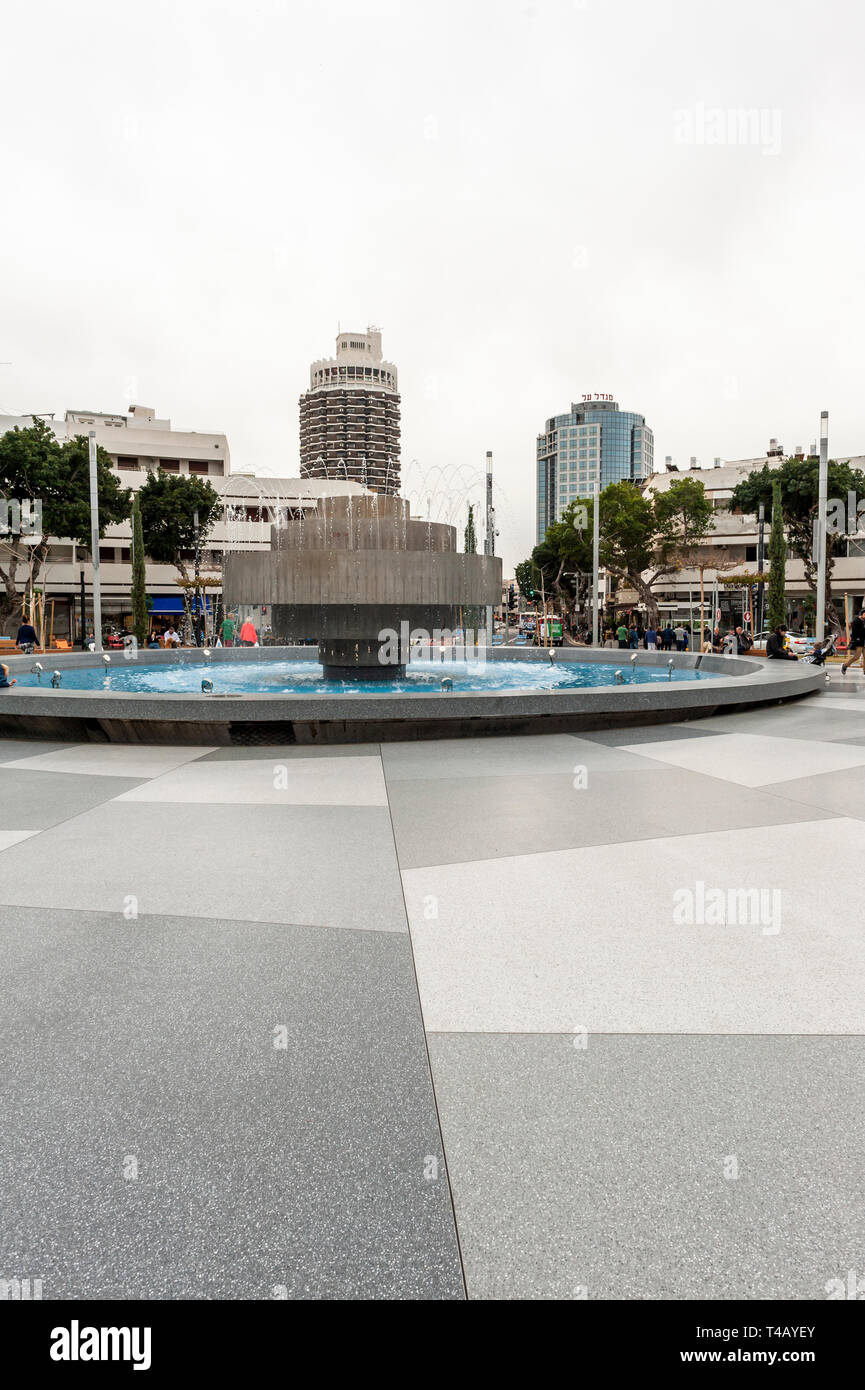 Israel, Tel Aviv-Yafo - 29 March 2019: The new Kikar Dizengoff square ...
