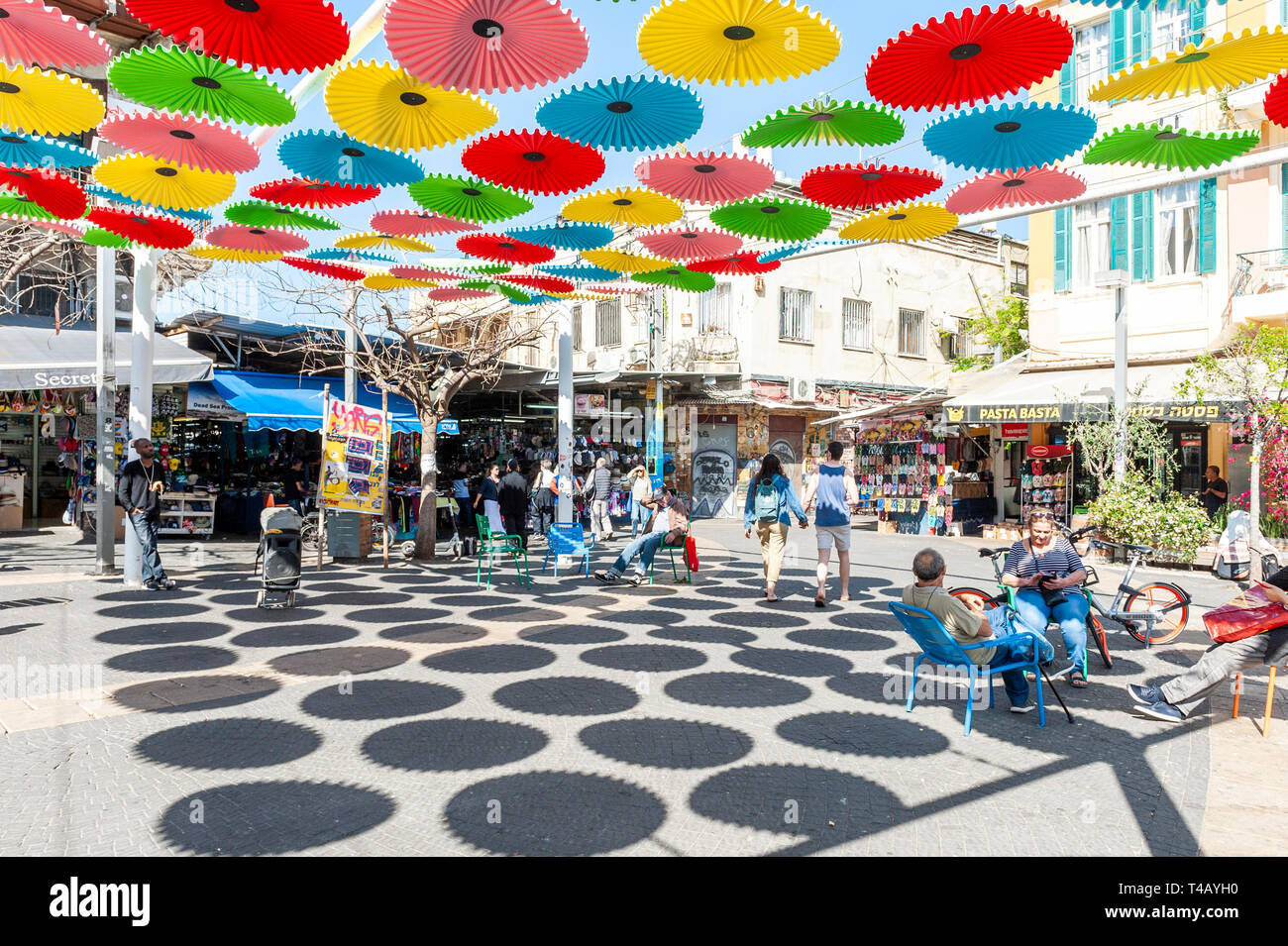 Shuk hacarmel market umbrella hi-res stock photography and images - Alamy