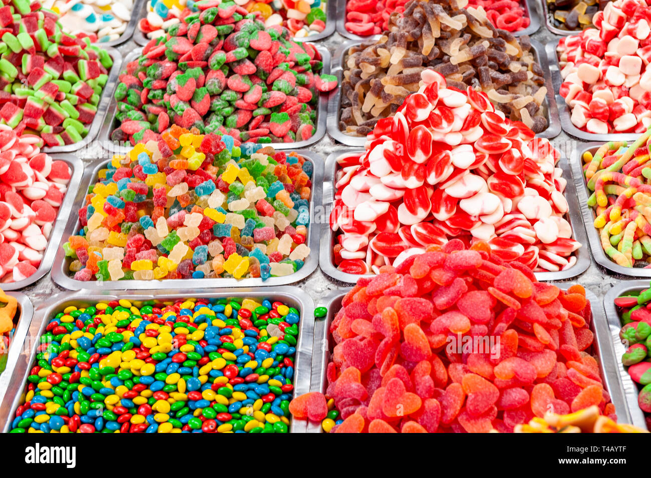 Israel, Tel Aviv-Yafo - 12 April 2019: Candies sold in Shuk Hacarmel ...