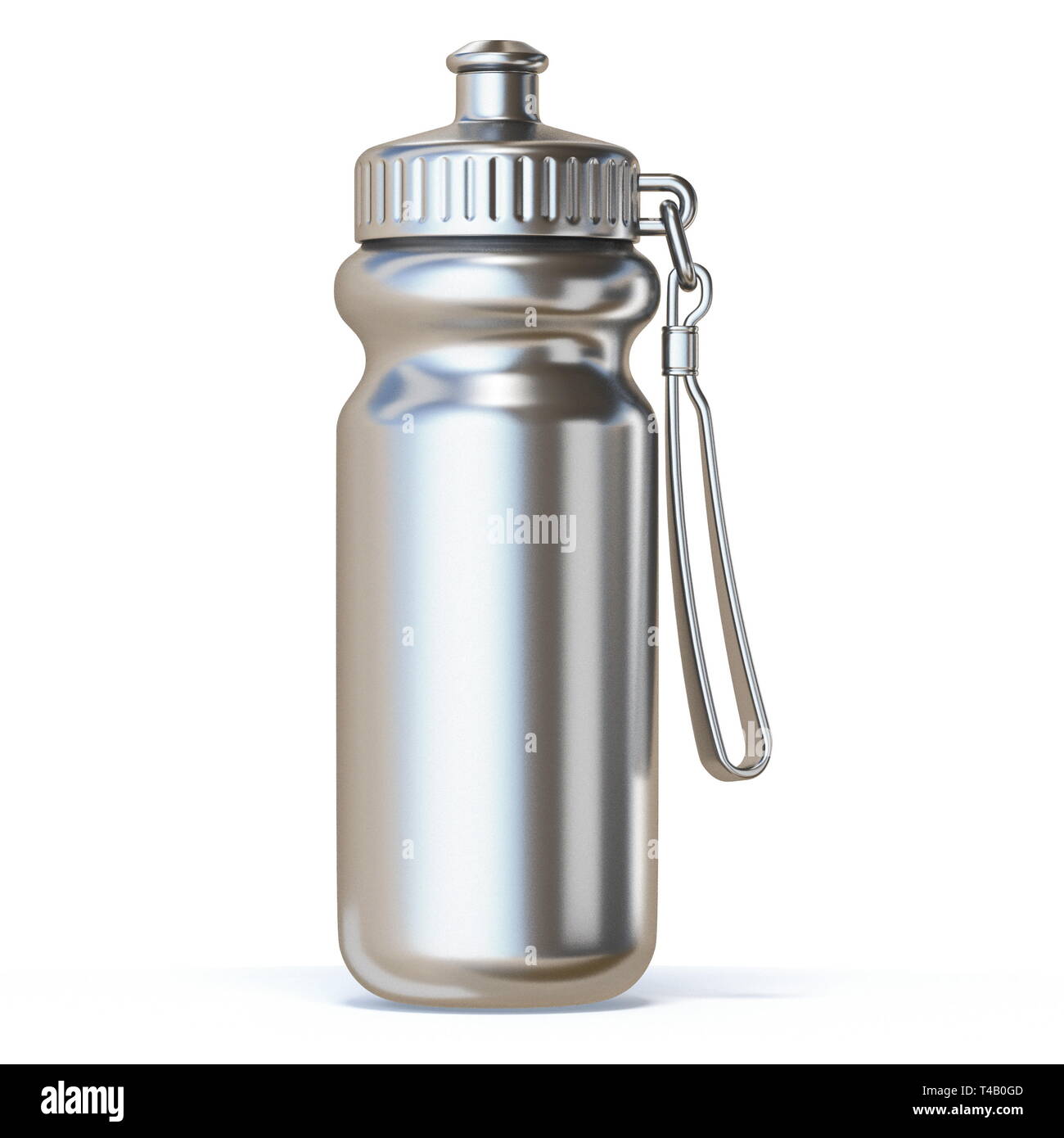 Silver sport water bottle 3D render illustration isolated on white ...