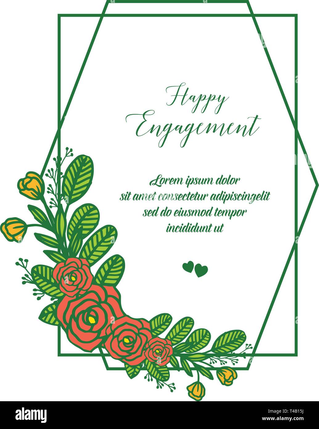 Vector illustration invitation happy engagement with design floral ...