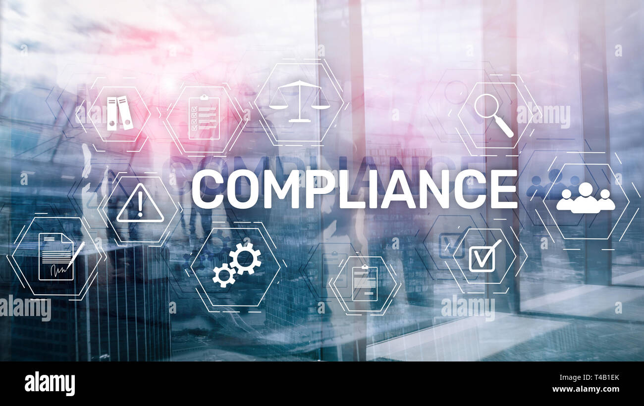Compliance diagram with icons. Business concept on abstract background ...