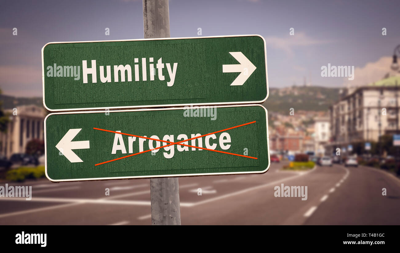 Street Sign Humility versus Arrogance Stock Photo - Alamy