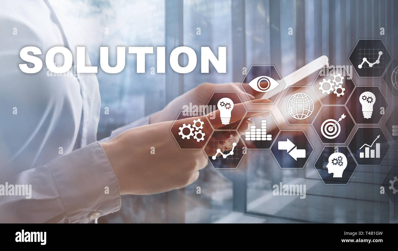 Business solutions, success and strategy concept. Structuring virtual ...