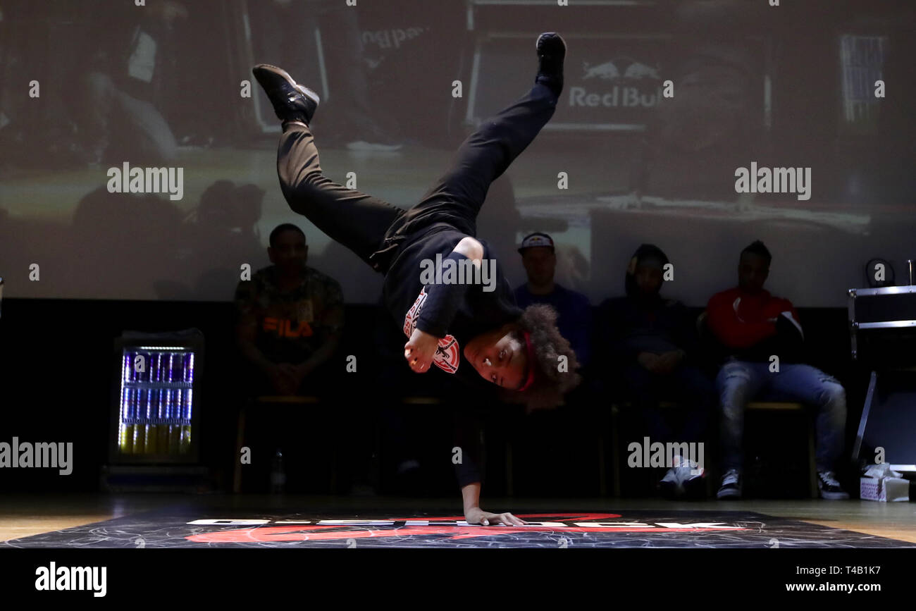 Terra the eventual winner of the B-Girl final during the UK B-Boy ...