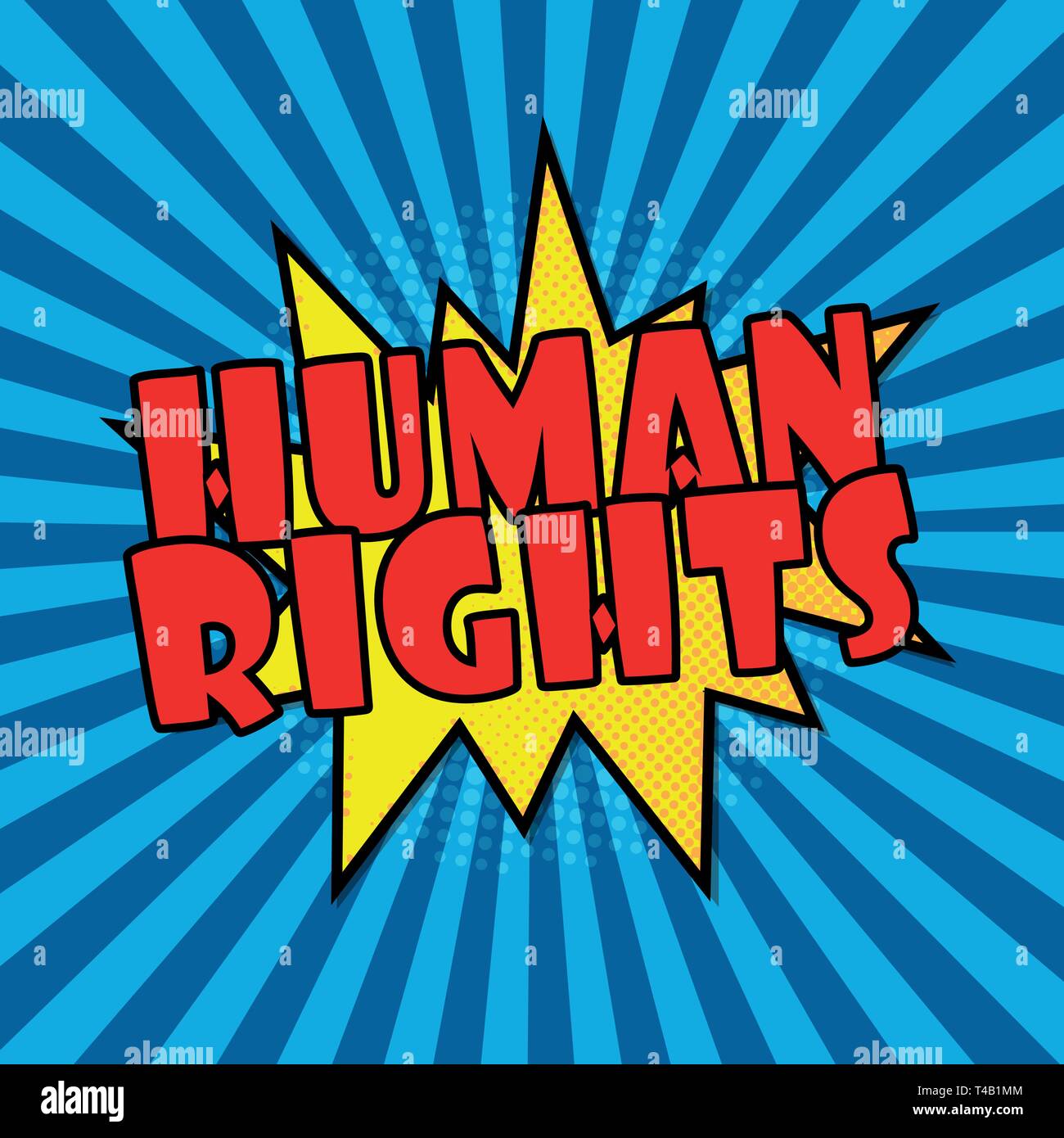 human rights comic bubble text Pop art style Radial lines background ...