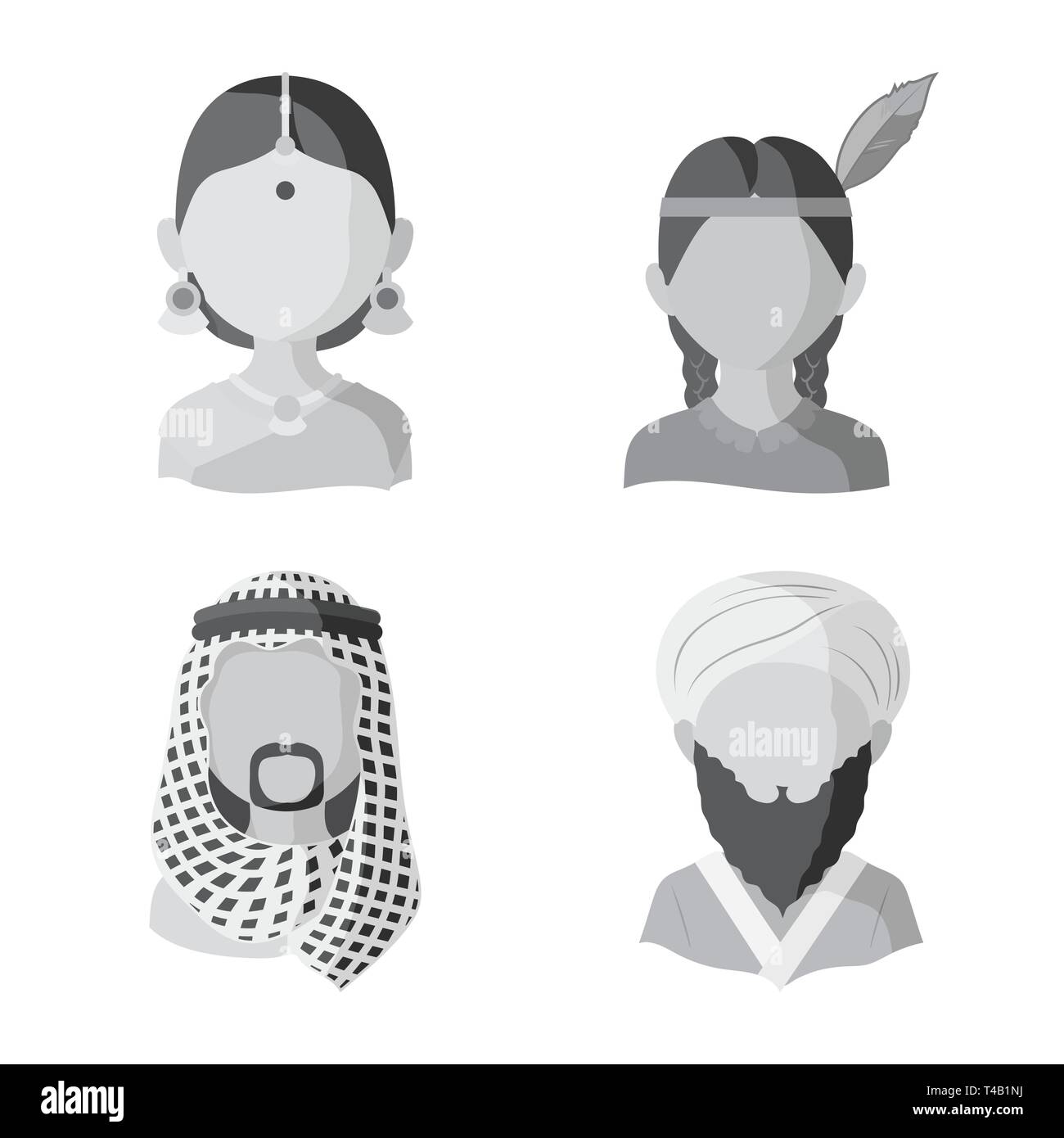 Vector illustration of person and culture icon. Set of person and race ...