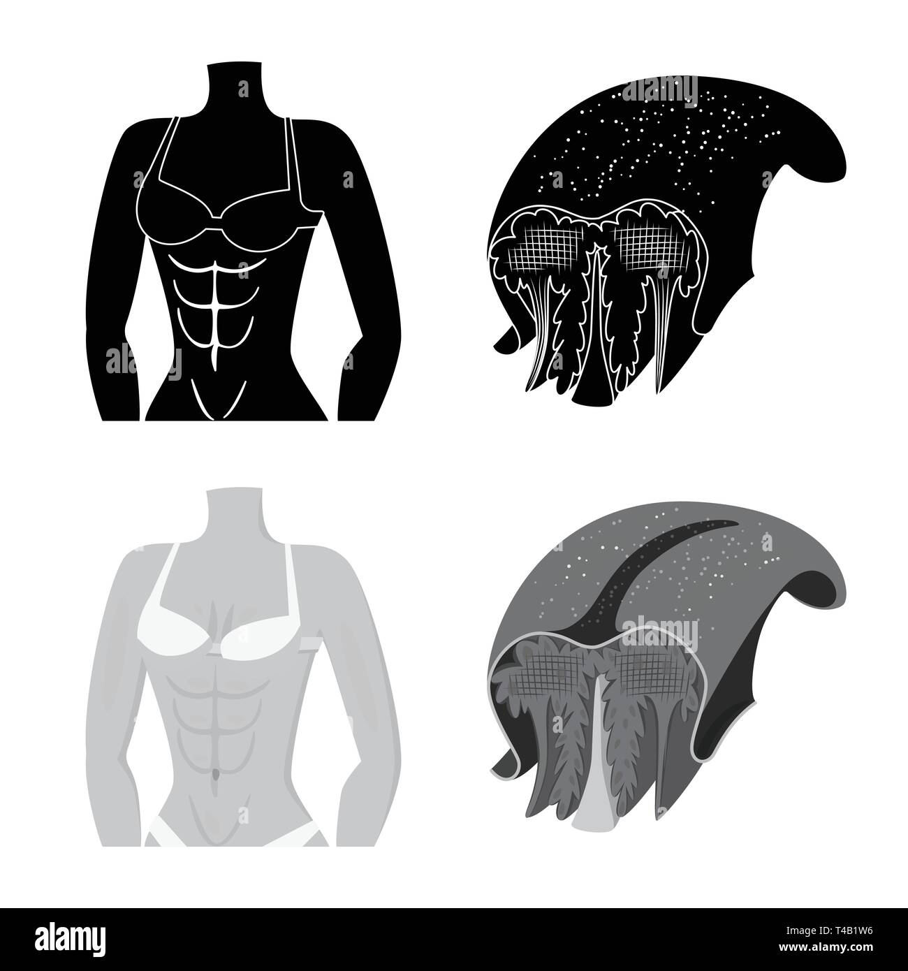 Vector design of fiber and muscular icon. Set of fiber and body stock ...