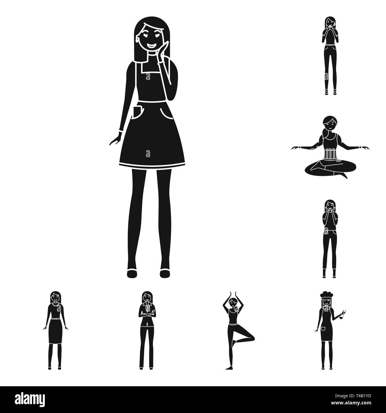 Vector design of emotions and female icon. Collection of emotions and ...