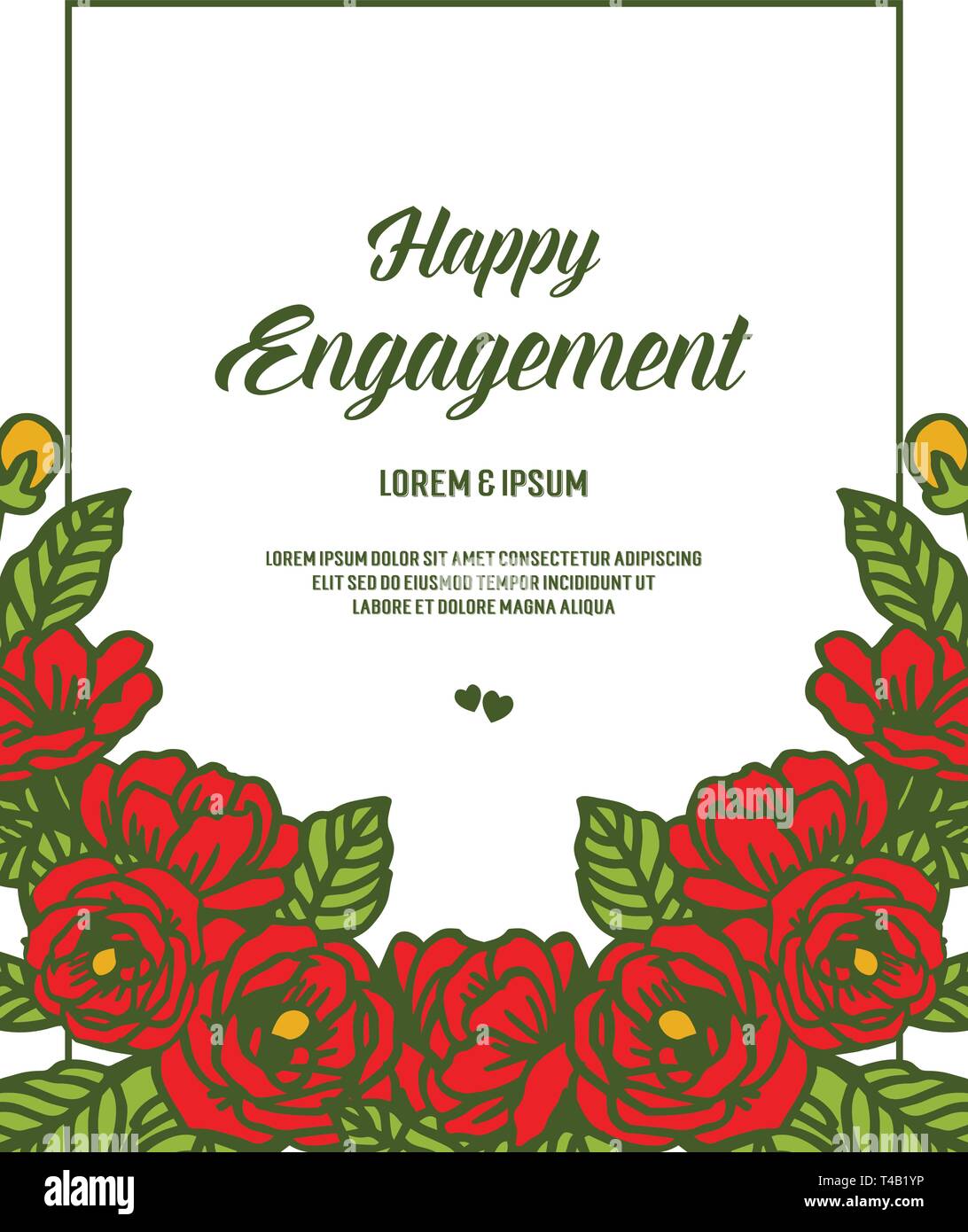 Vector illustration greeting card happy engagement with various wreath ...