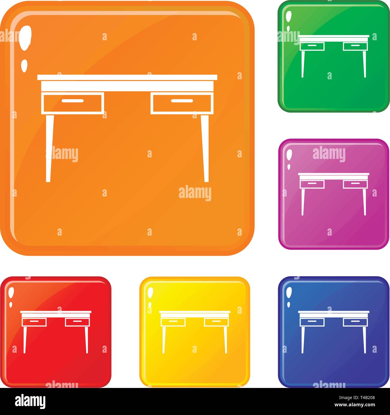 Wooden table icons set vector color Stock Vector Image & Art - Alamy