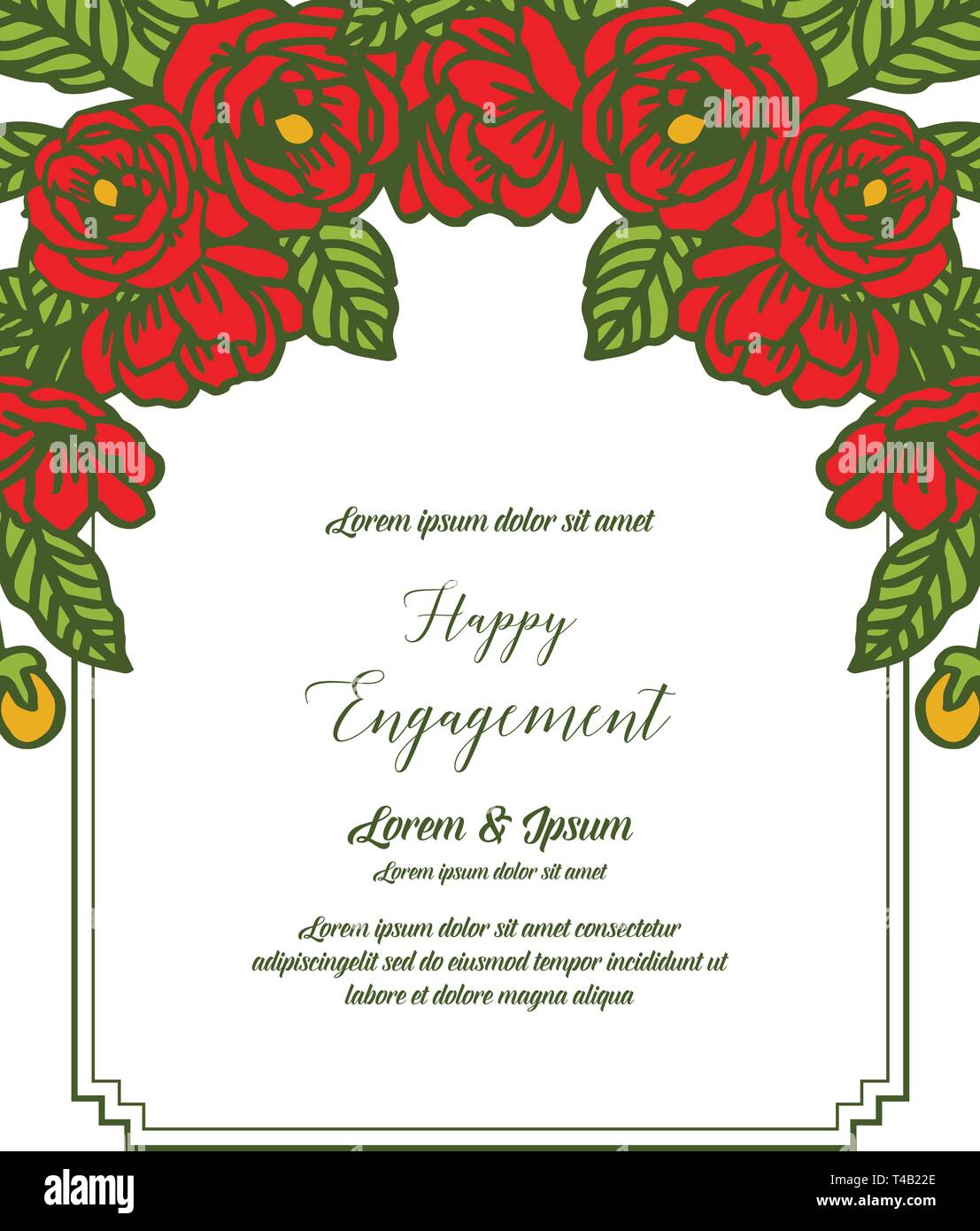 Vector illustration greeting card happy engagement with various wreath ...