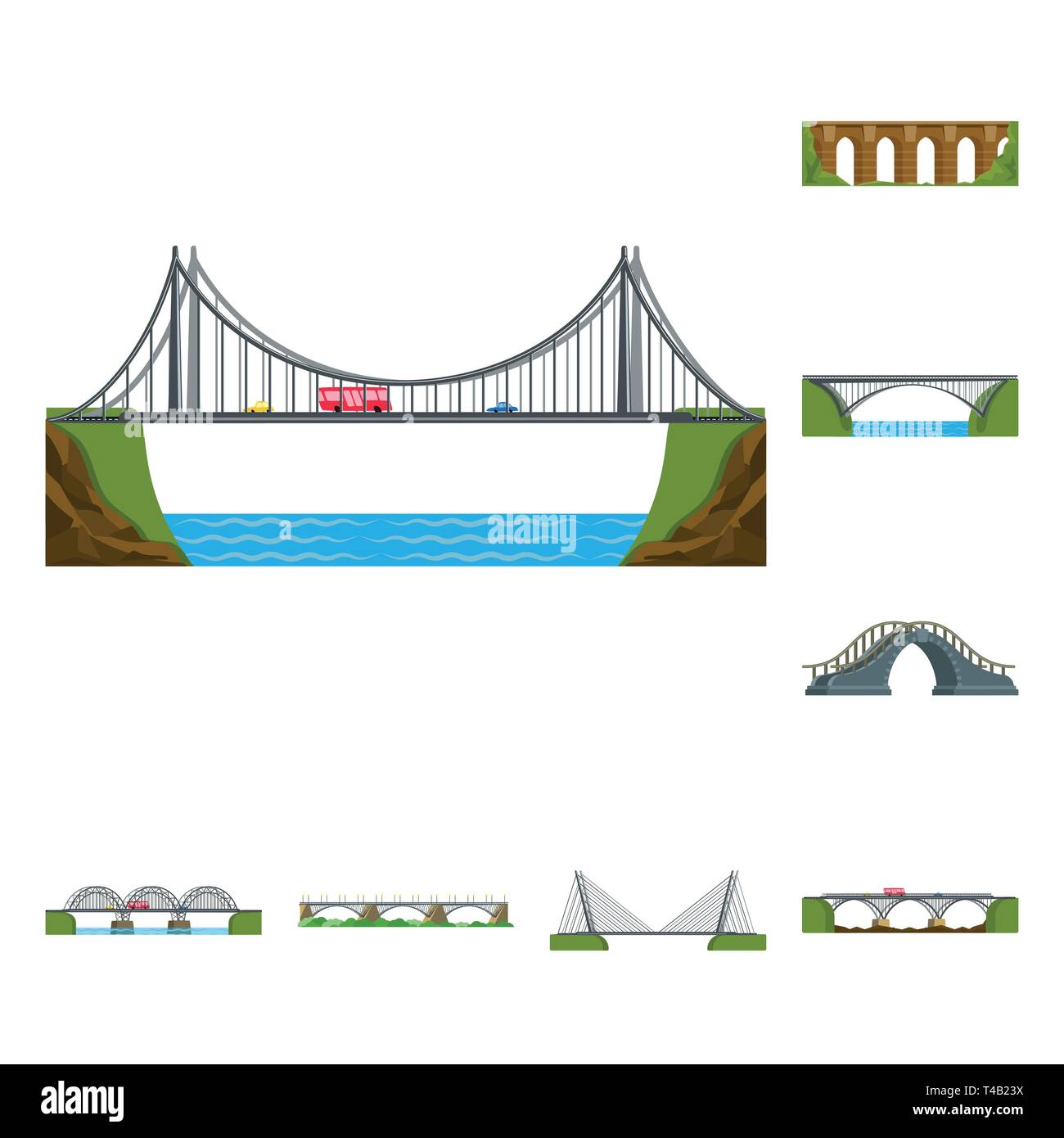 Vector design of bridgework and bridge symbol. Collection of bridgework ...