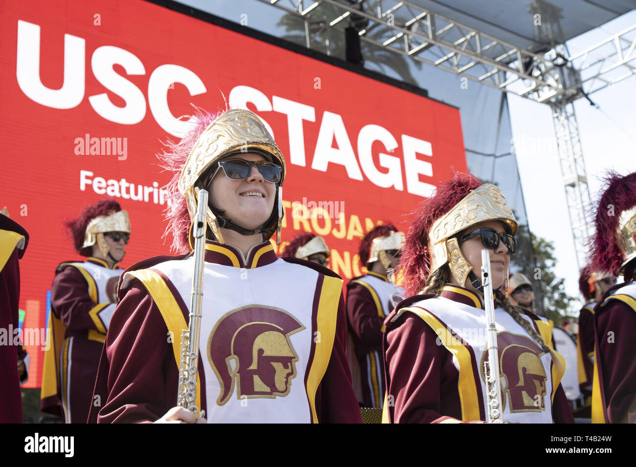 April 14, 2019 - Los Angeles, CA, U.S - USC Marching Band opens the Los ...