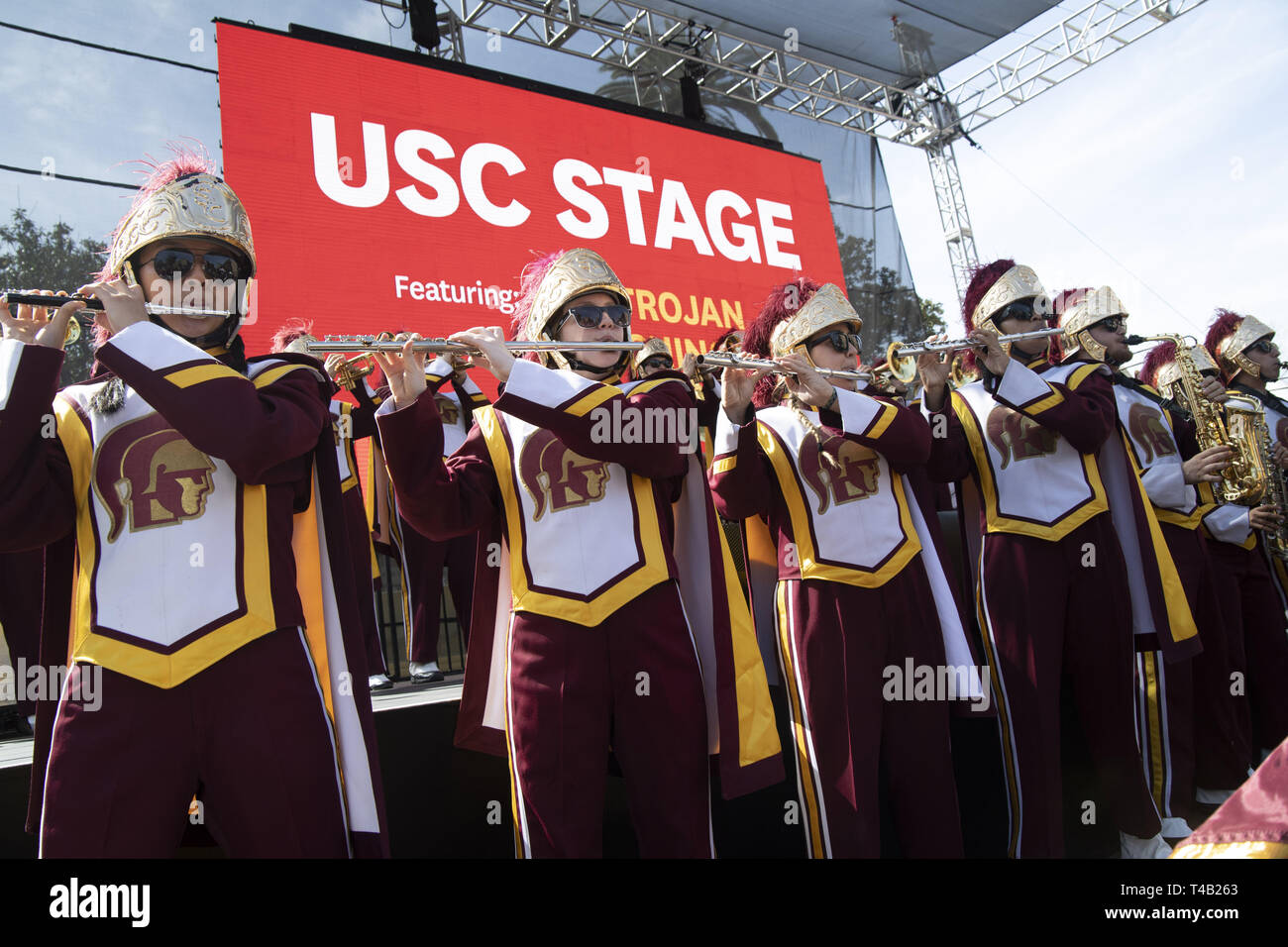April 14, 2019 - Los Angeles, CA, U.S - USC Marching Band opens the Los ...