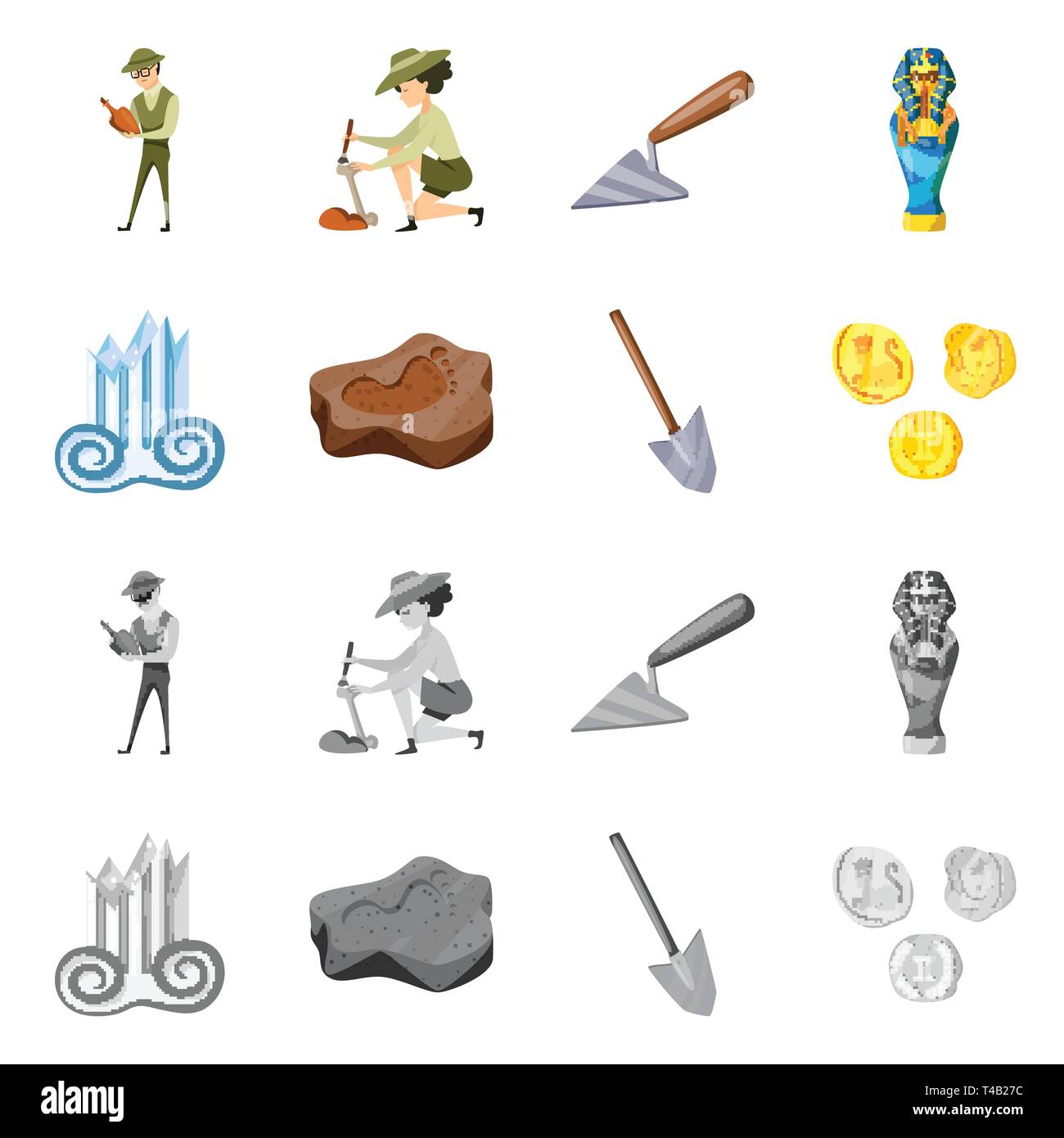 archaeologist,tool,sarcophagus,architecture,rock,shovel,coins,human ...